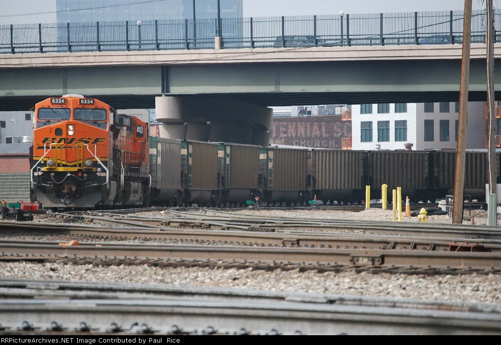 BNSF 6334 Point On Empty Coal Train Arriving Denver BNSF Yard